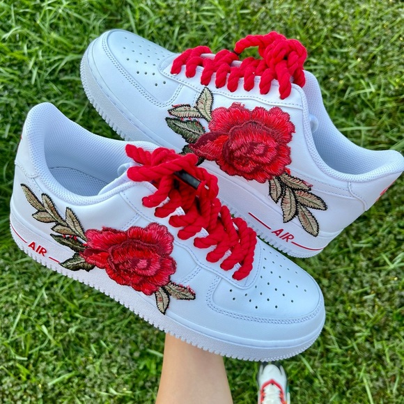 Nike | Shoes | Custom Roses Nike Air Force S W Matching Rope Laces ...
